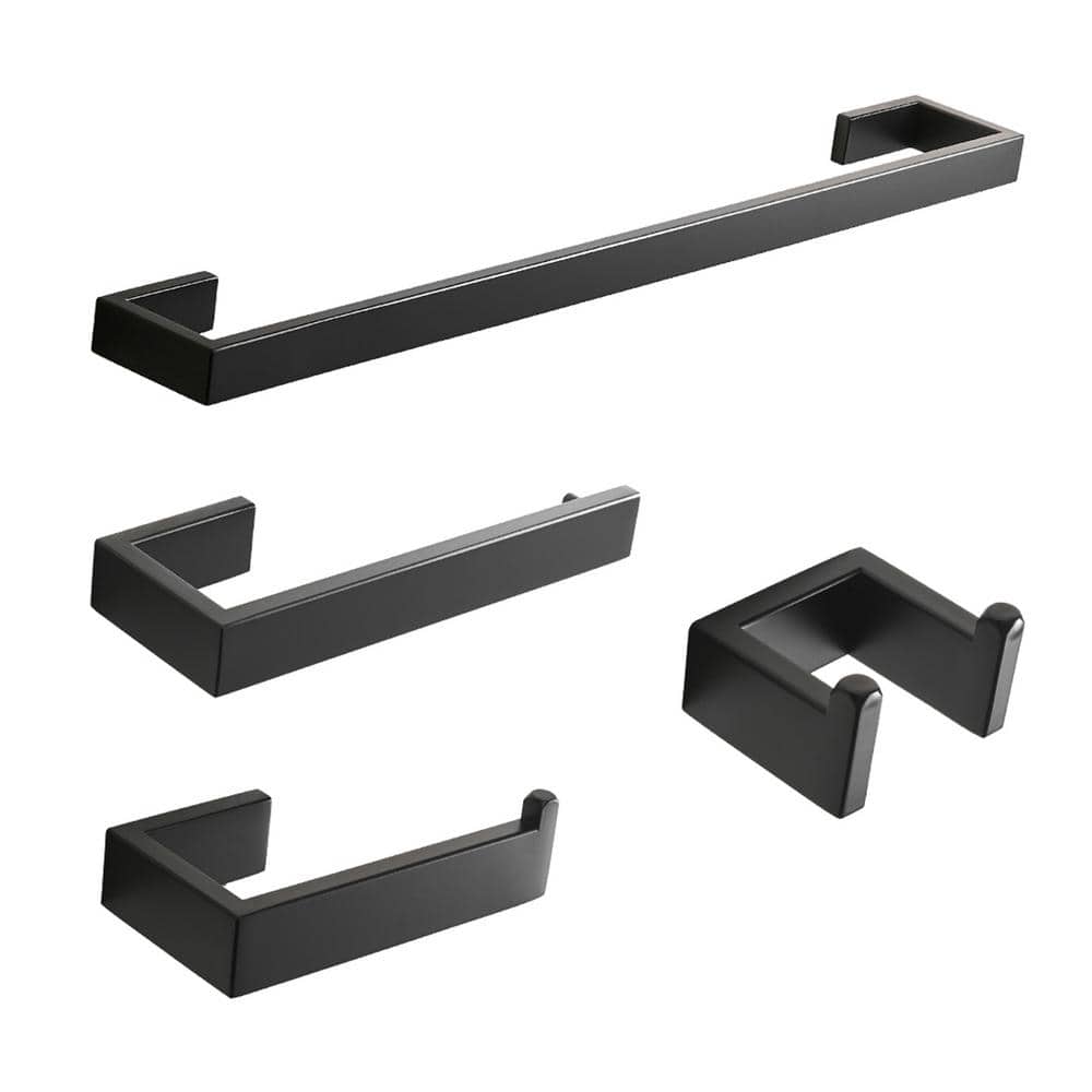 Satico 4 Piece Bath Hardware Set With Towel Bar Towel Robe Hook