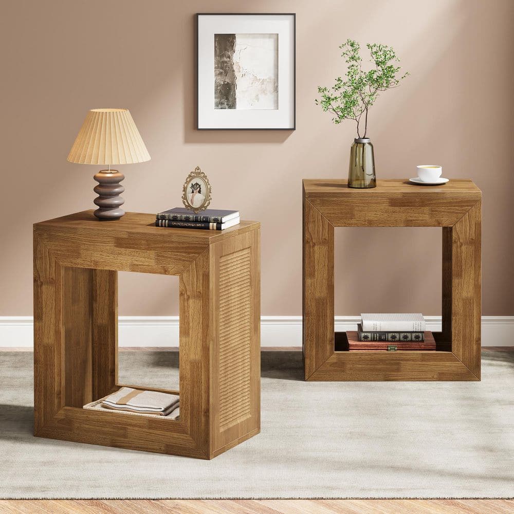 TRIBESIGNS WAY TO ORIGIN Andrea 23.6 in. Brown Rectangle Wood End Table ...