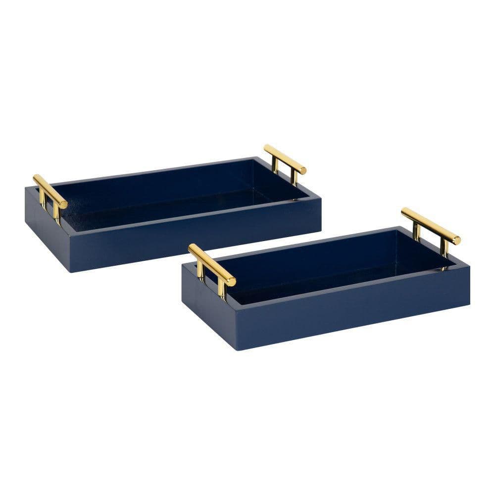 Kate and Laurel Lipton Navy Blue Decorative Tray 219557 - The Home Depot