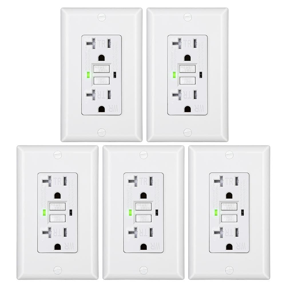 DEWENWILS White 20 Amp Tamper Resistant GFCI Outlet Receptacle with LED ...