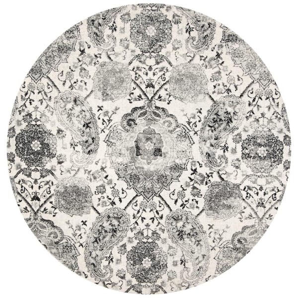 SAFAVIEH Madison Cream/Silver 9 ft. x 9 ft. Round Area Rug MAD600D-9R ...