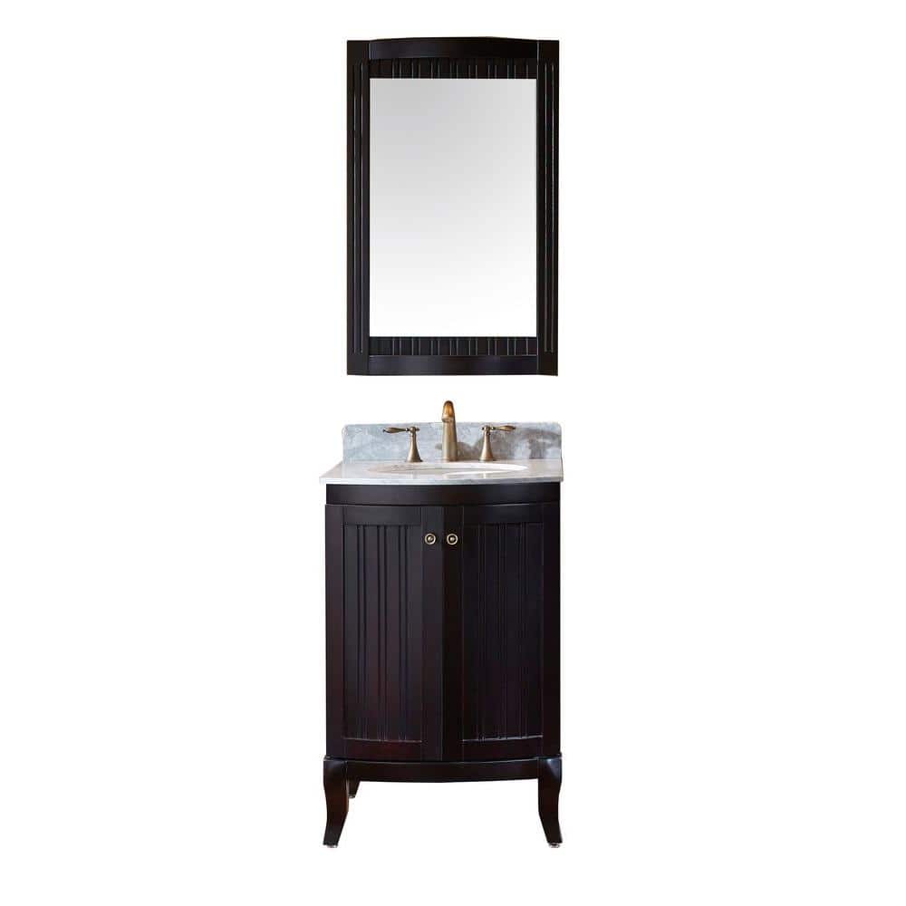 Virtu USA Khaleesi 25 in. W Bath Vanity in Espresso with Marble Vanity ...