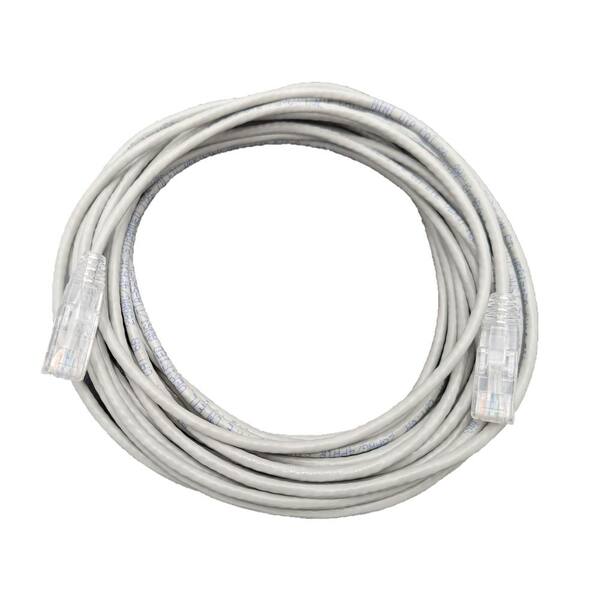Micro Connectors, Inc 15 ft. Cat 6A 28 AWG Ultra Slim Patch Cable, Gray ...