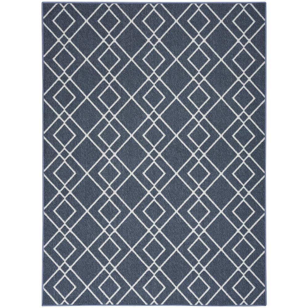 Nourison Modern Lines Denim 4 ft. x 6 ft. Geometric Contemporary Area ...