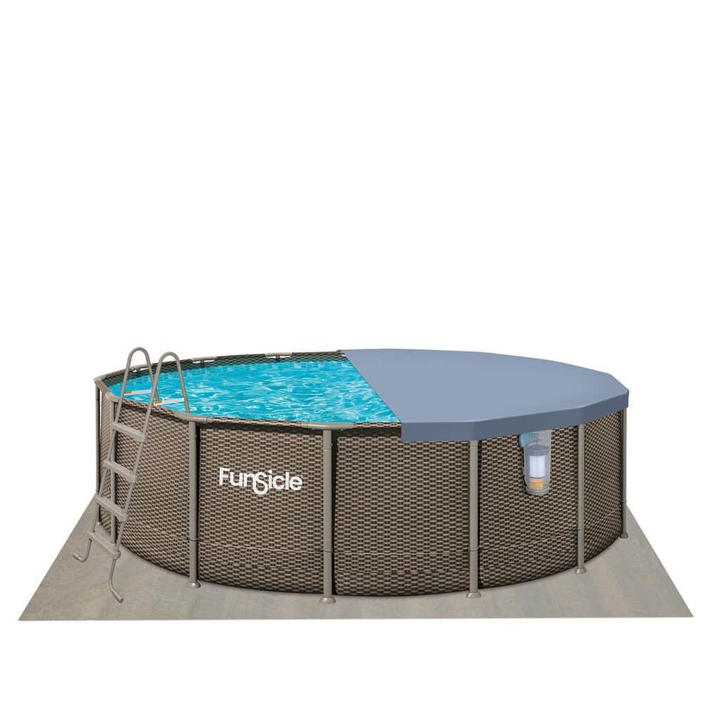 Funsicle Oasis Designer 16 ft. Round 48 in. Deep Metal Frame Above ...