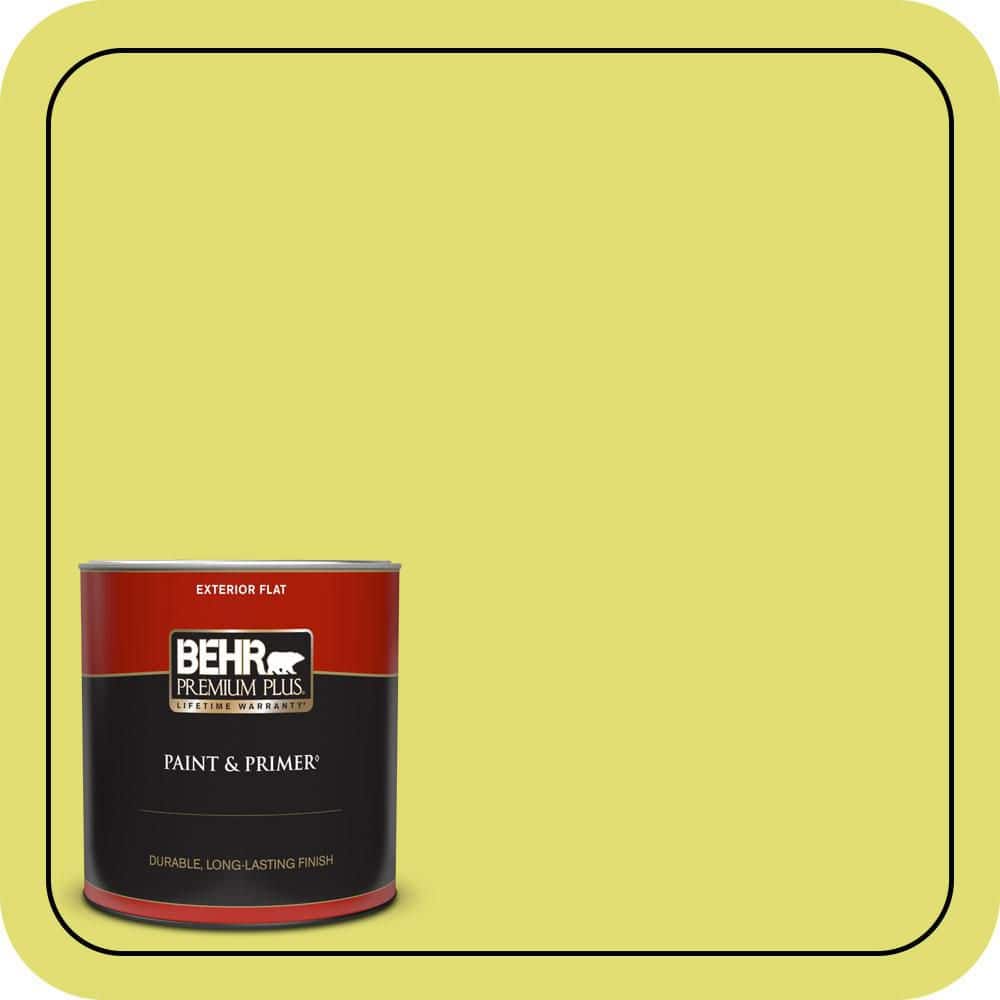 BEHR PREMIUM PLUS 1 qt. #400B-4 Citron Flat Exterior Paint & Primer ...