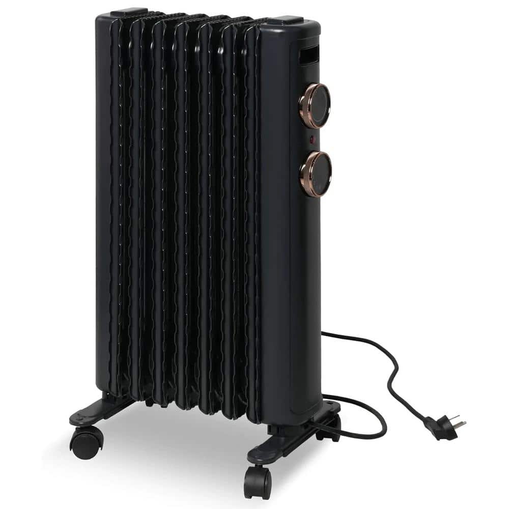 Edendirect 1500-Watt Electric Oil-Filled Radiator Heater in Black with ...