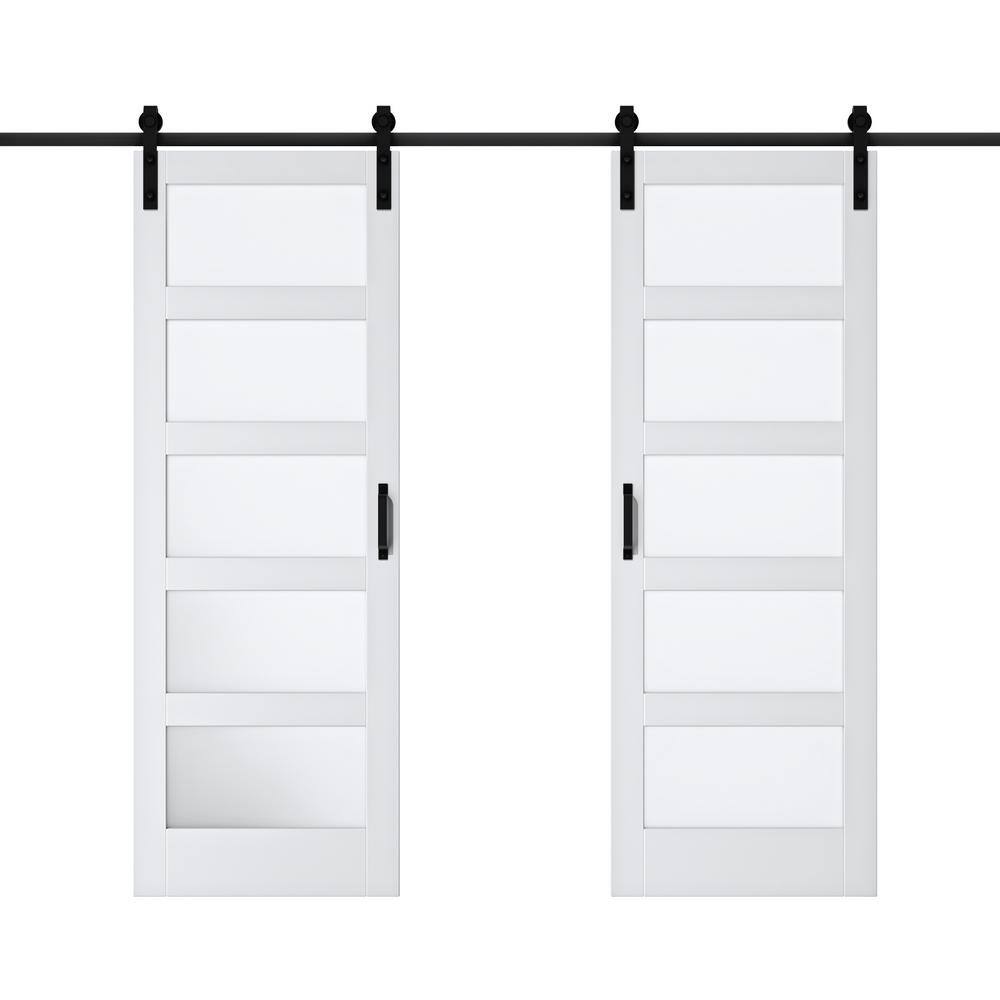 ARK DESIGN 60 in. x 84 in. 5 Equal Lites with Frosted Glass White MDF ...