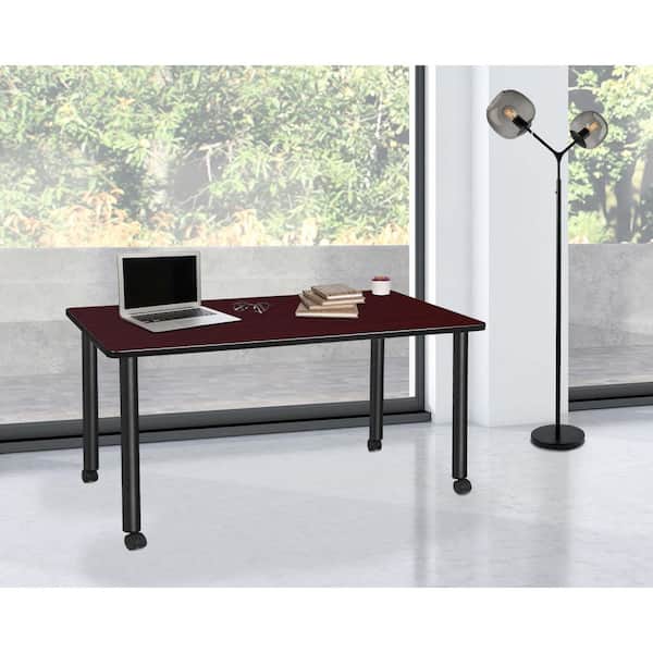 Regency Kee 66 in x 24 in. Mahogany Brown Top Mobile Desk, Black Legs ...