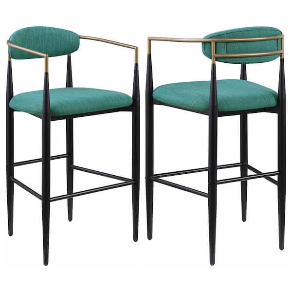 Coaster Tina 30 in. Green Open Back Wood Bar Stool with Fabric Seat ...