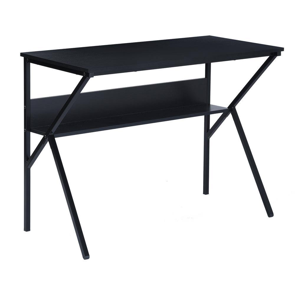 Homy Casa Dakota 39 in. Rectangular Black Finish MDF Desk with Shelf ...