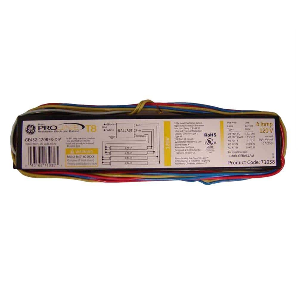 Reviews for GE 120-Volt Electronic Ballast for 4 ft. 4-Lamp T8 Fixture ...