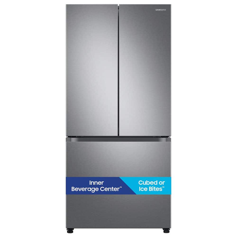 Samsung 25 cu. ft. Standard Depth 3-Door French Door Smart Refrigerator ...