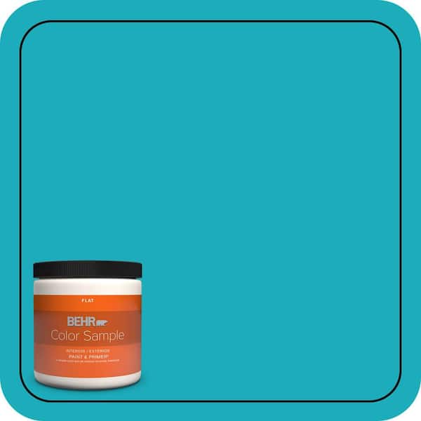 BEHR PREMIUM PLUS 8 oz. #P470-5 Placid Sea Flat Interior/Exterior Paint ...