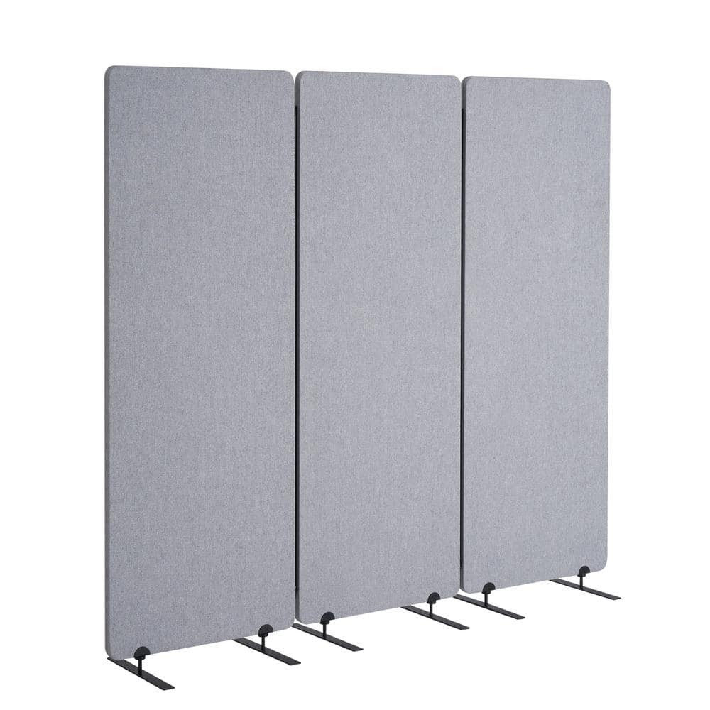 VEVOR 2 ft. Room Divider, Polywire Gray for Privacy 3 Panel Soundproof ...