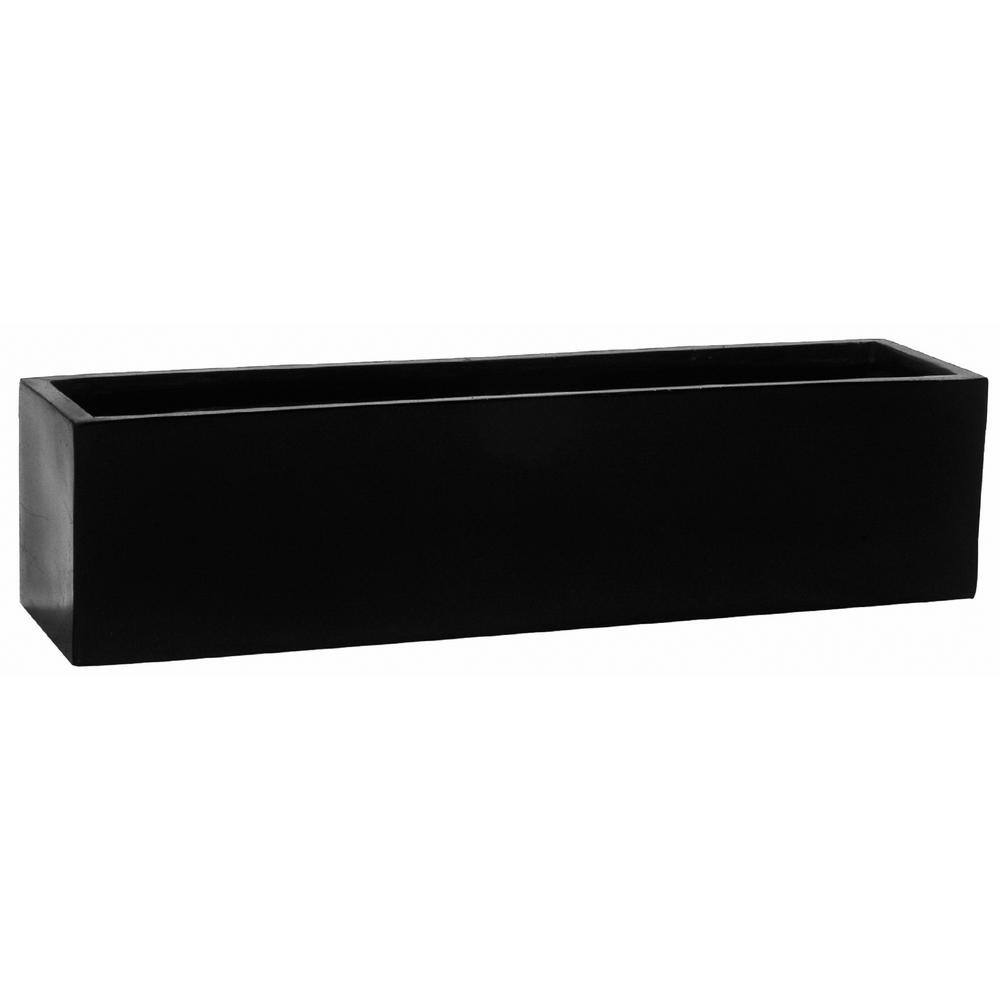 PotteryPots Natural Balcony Extra Large 32 in. Black Fiberstone Indoor ...