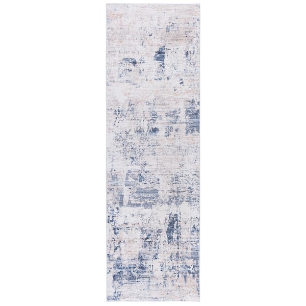 SAFAVIEH Tacoma Beige/Blue 3 ft. x 8 ft. Machine Washable Distressed ...