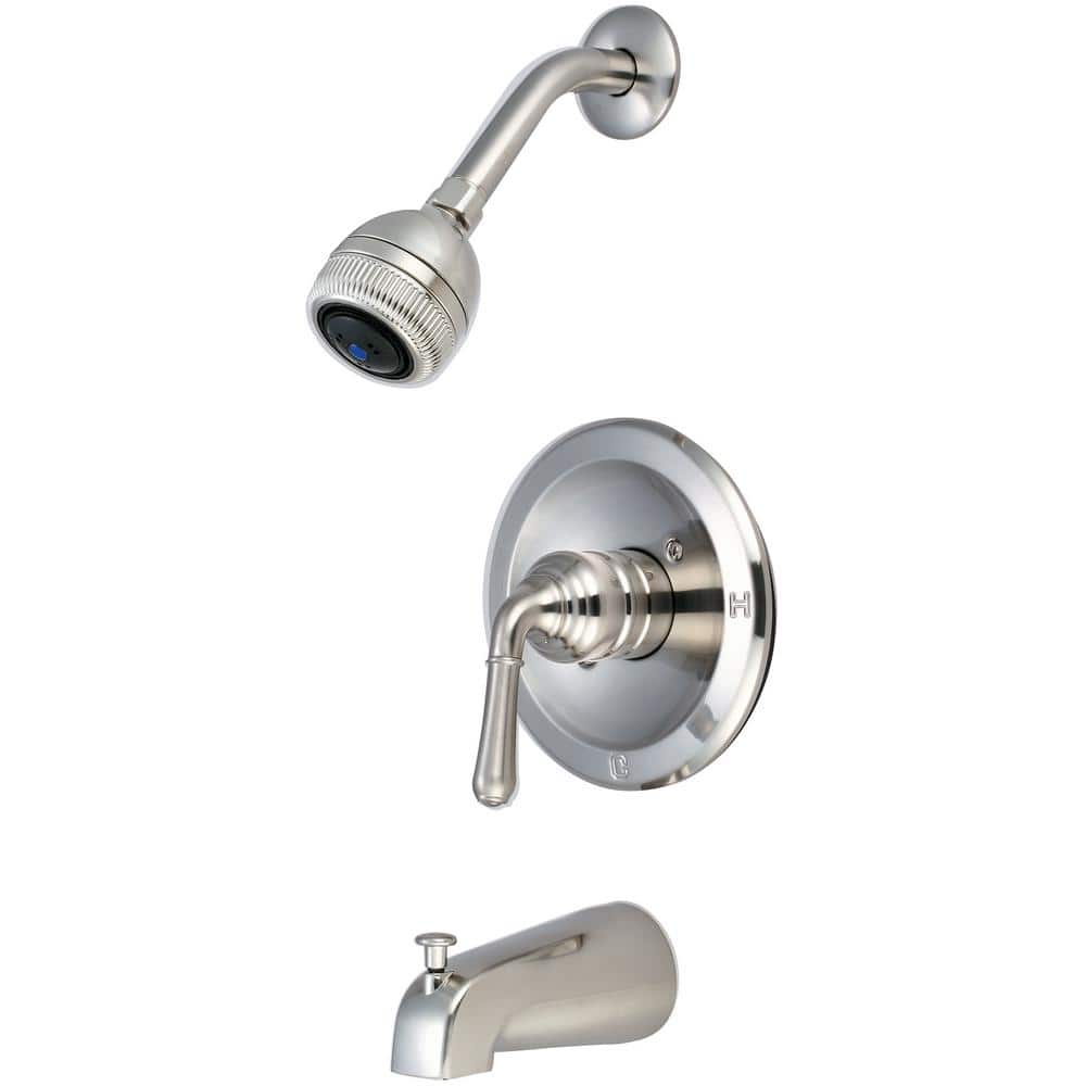 Olympia Faucets Accent 1-Handle Wall Mount Tub and Shower Faucet Trim Kit Brushed Nickel with 3 ...