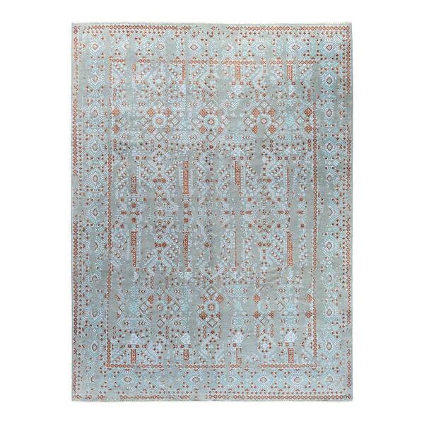 Chloe & Olivia Home Ikat Gray 9 x 12 Geometric Wool Indoor Area Rug ...