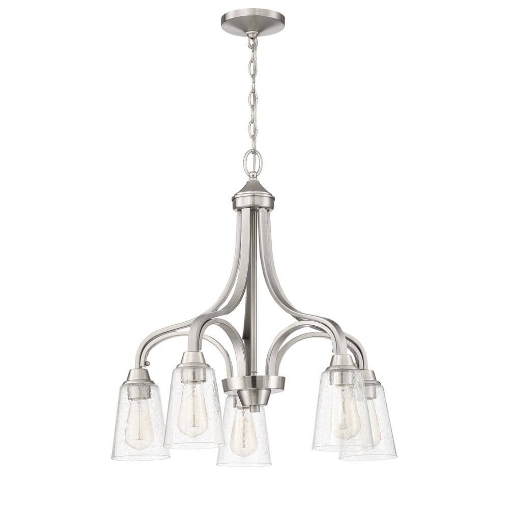 CRAFTMADE Grace 5-Light Brushed Nickel Finish with Seeded Glass ...