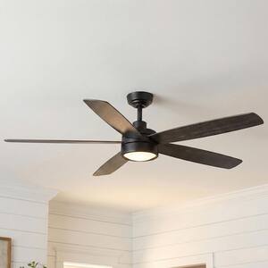 Hunter Millington 60 in. Indoor Matte Black Ceiling Fan with Light Kit ...