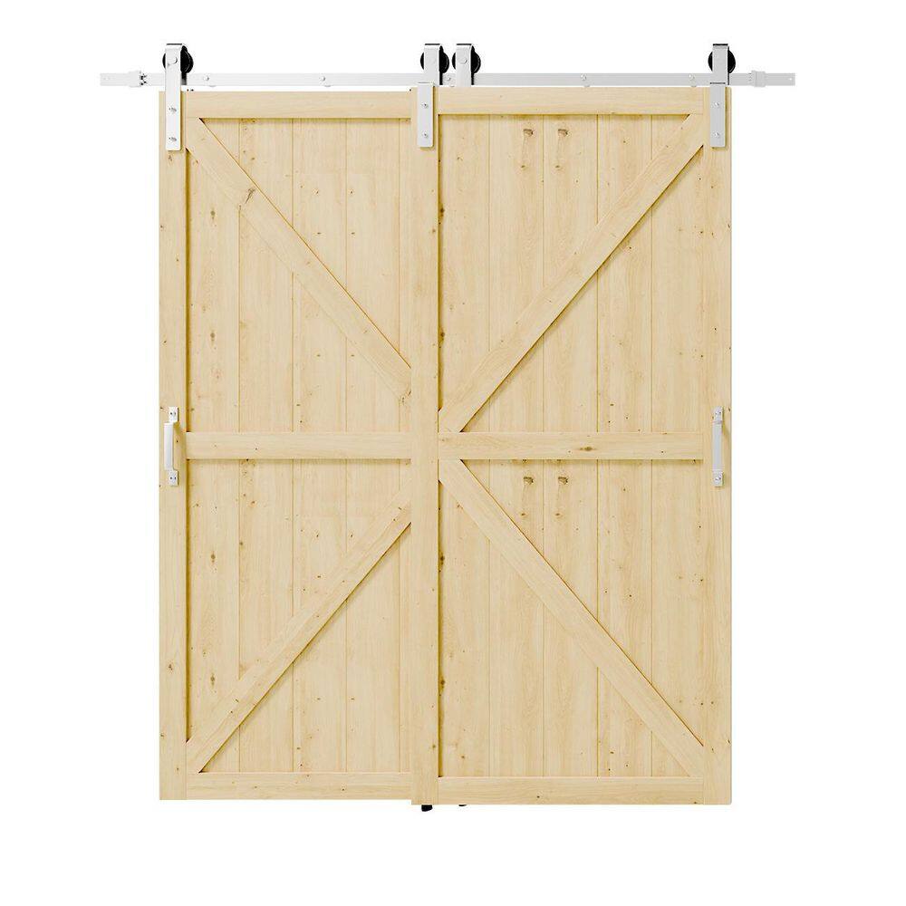 TENONER 72 in. x 84 in. Light Brown, Painted, Pine Wood, Double K ...