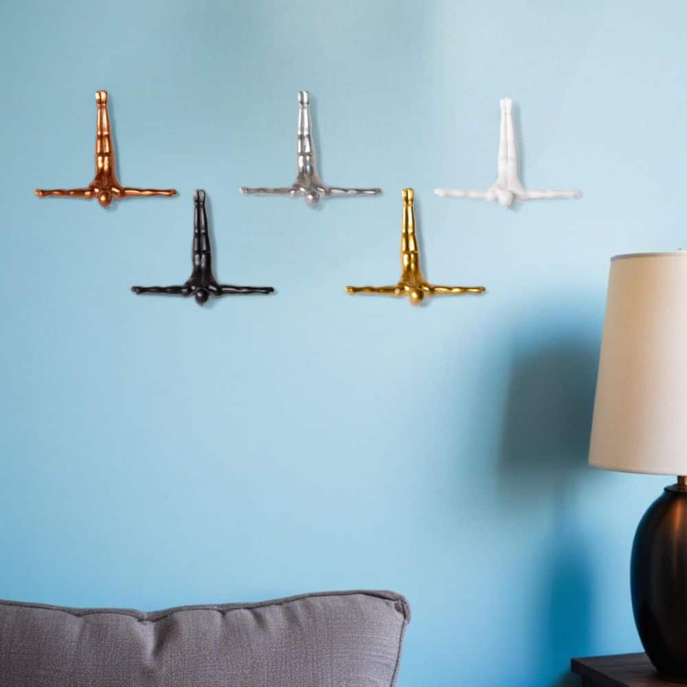 HomeRoots 6.5 in. x 6.5 in. Black, White and Metallic Resin Diving Man ...