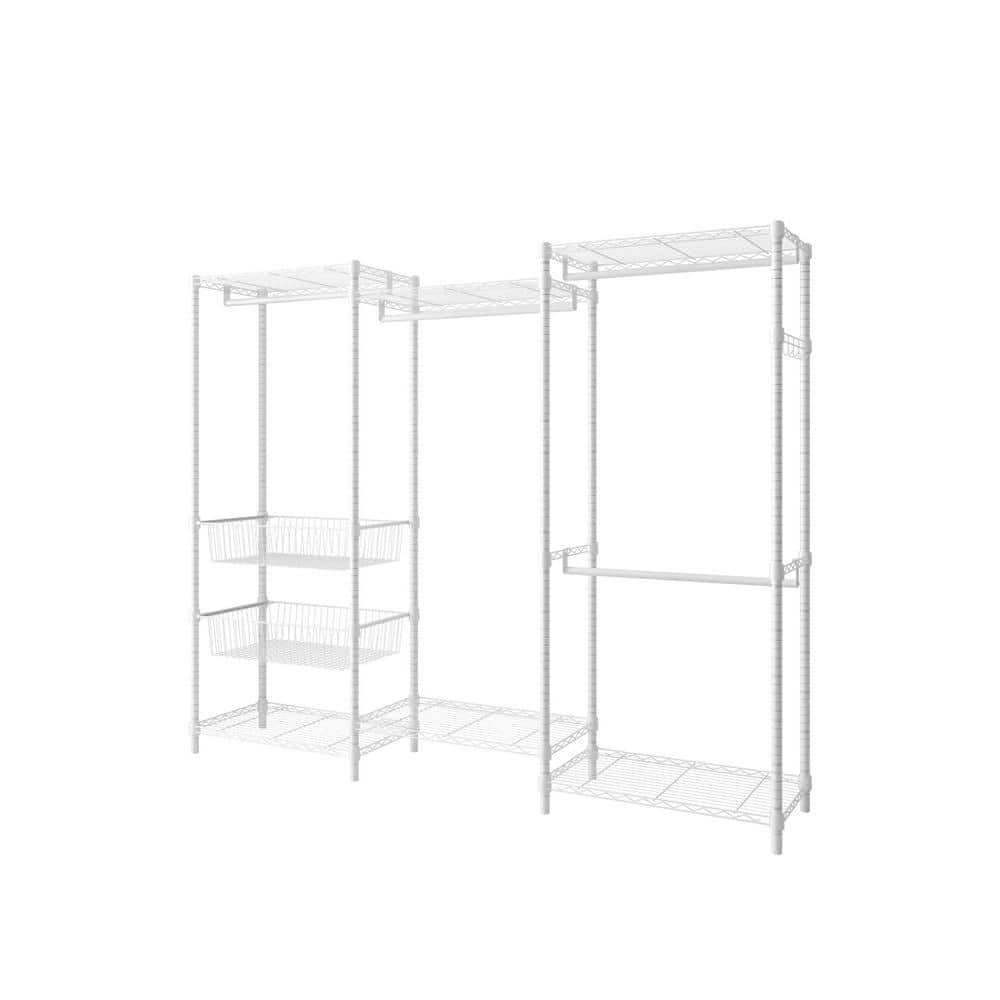Karl home White Iron Clothes Rack 88.59 in. W x 70.87 in. H ...