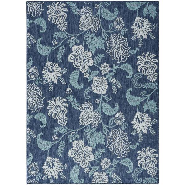 Nourison Garden Oasis Navy 4 ft. x 6 ft. Nature-inspired Contemporary ...
