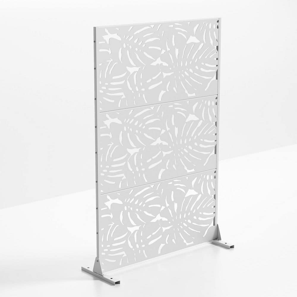 Dovelina 72 in. Galvanized Metal Outdoor Privacy Screens Garden Outdoor Fence Summer in White HD ...