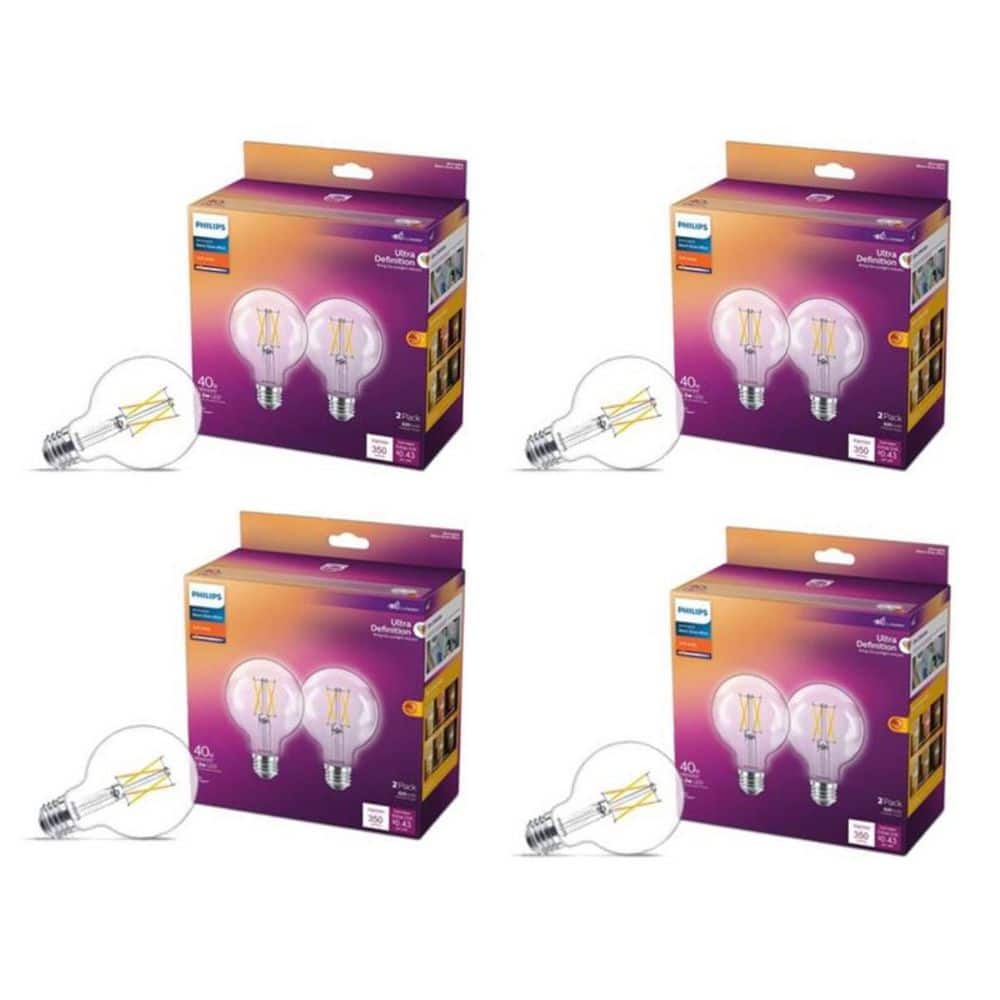 Philips 40-Watt Equivalent G25 Dimmable LED Light Bulb Soft White 2700K ...