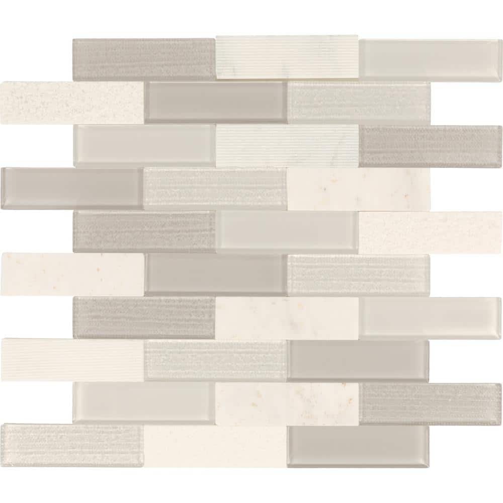 Daltile Xpress Mosaix Peel 'N Stick Daphne White 14 in. x 12 in. Glass ...