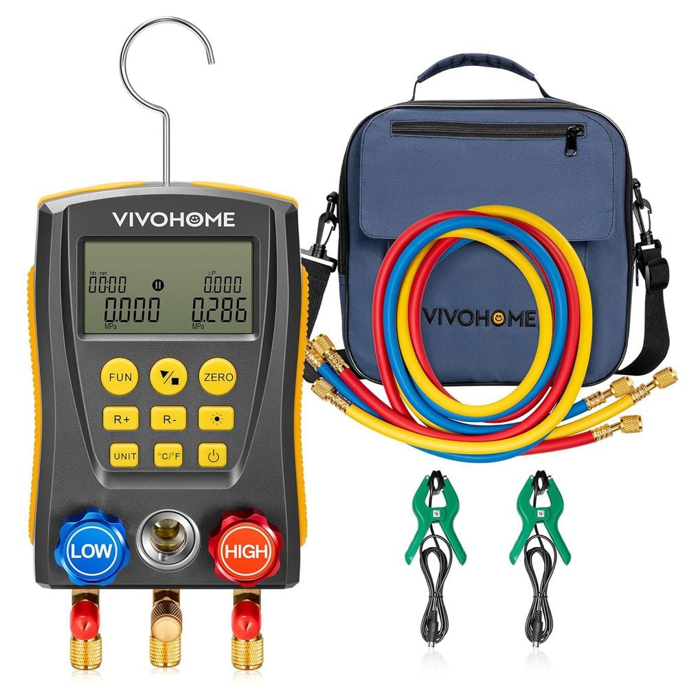 VIVOHOME Refrigeration Digital Manifold HVAC System Gauge Set wal ...
