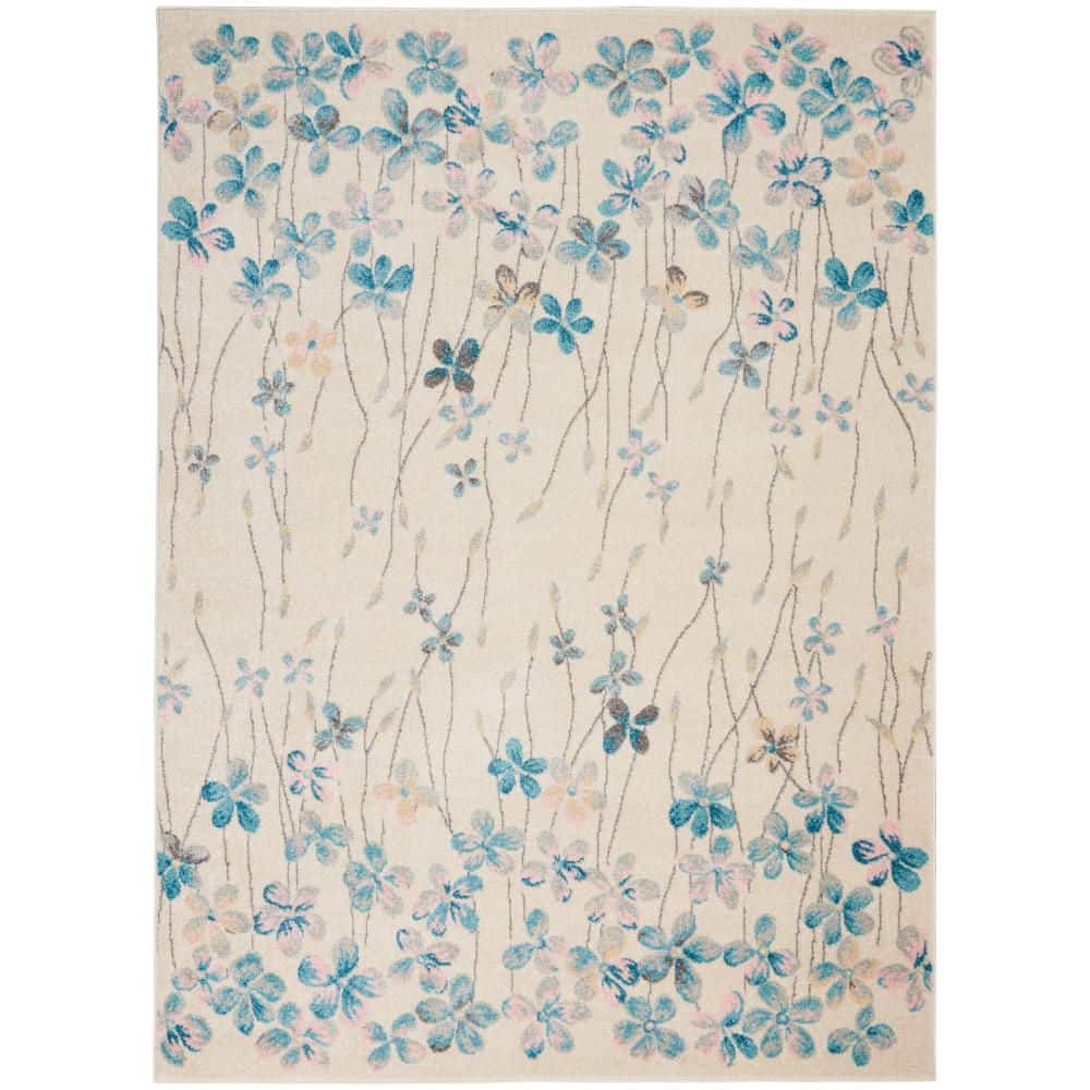 Nourison Tranquil Ivory 6 ft. x 9 ft. Floral Modern Area Rug 484833 ...
