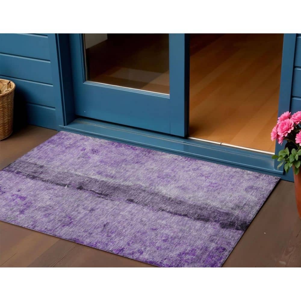 HomeRoots Purple, Lavender 3 ft. x 5 ft. Woven Abstract Polyester ...