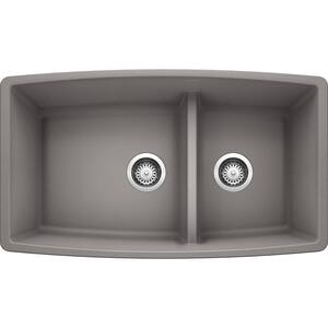 Blanco PRECIS Undermount Granite Composite 33 in. 60/40 Double Bowl ...