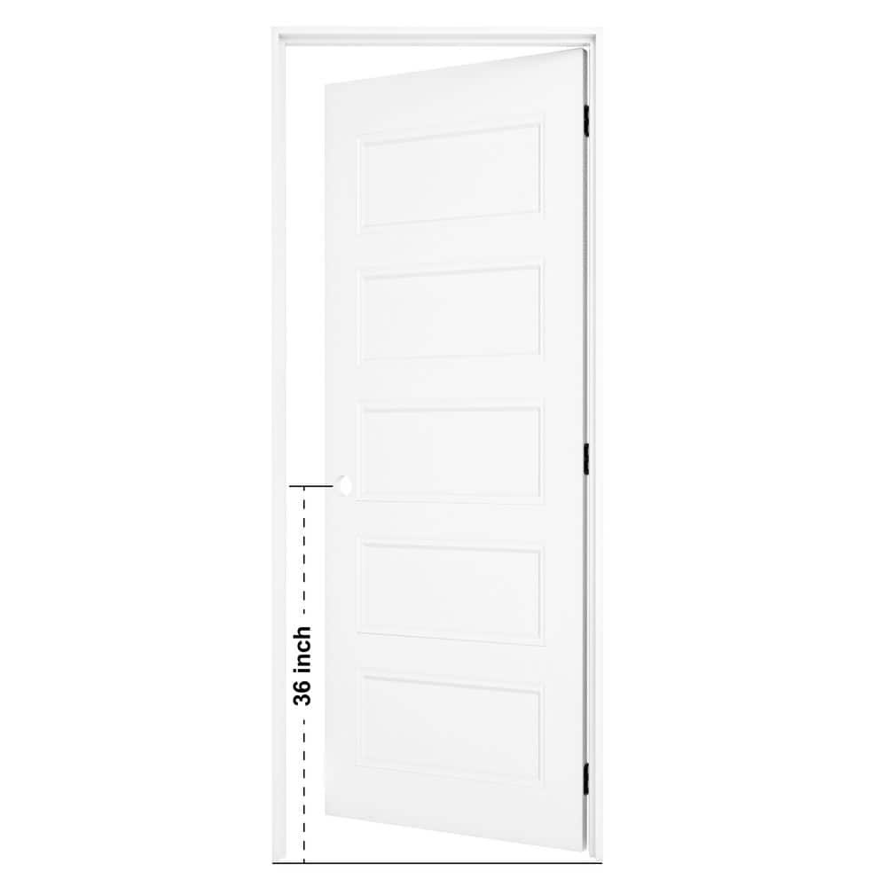 EH PUERTA 28 in. x 80 in. 5-Panel Right-Handed Painted Solid Core Wood ...