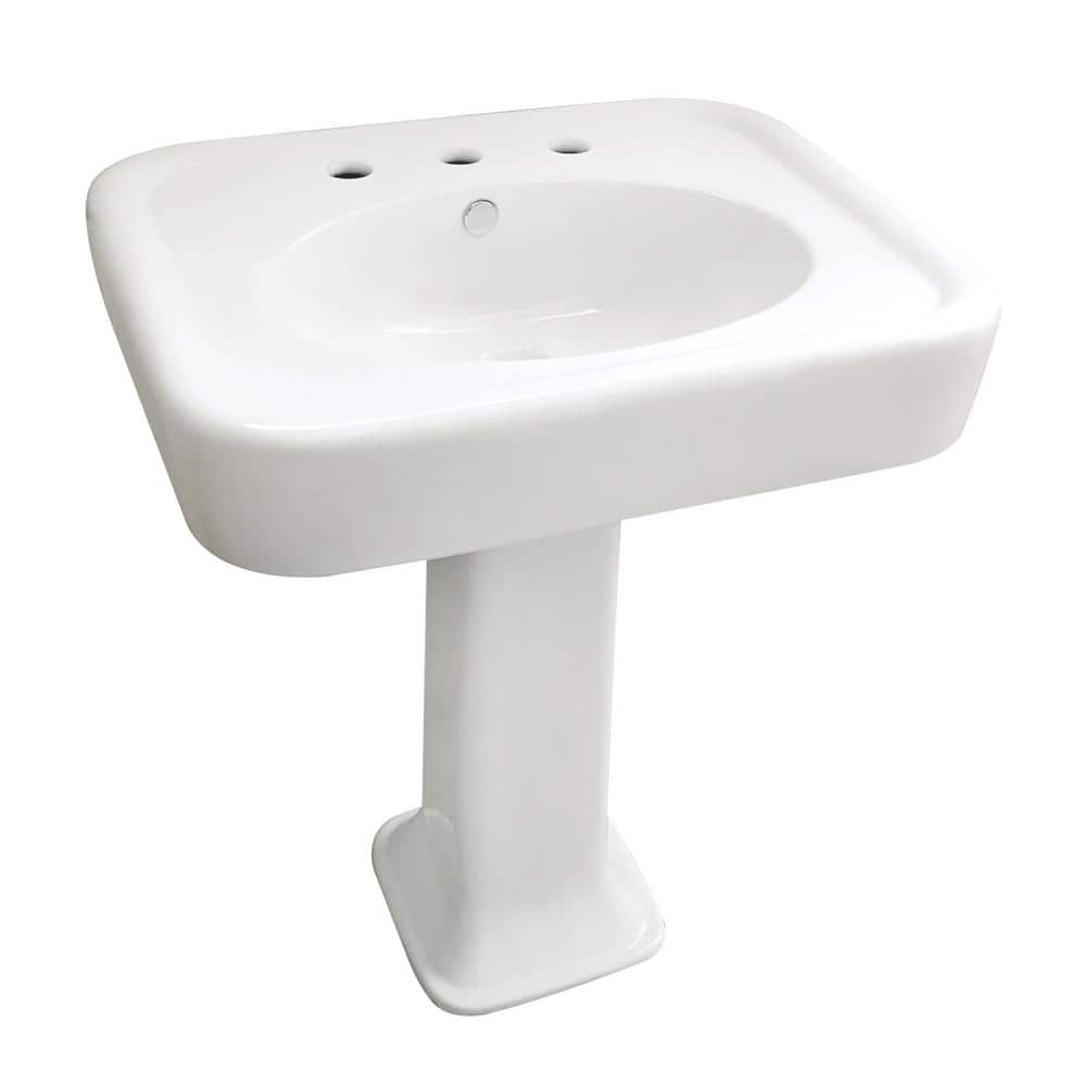Kingston Brass Robert Ceramic Rectangular Vessel Sink with Pedestal ...