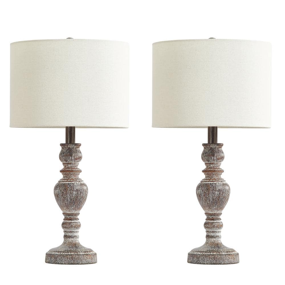 KAWOTI 23 in. Faux Wood Table Lamp Set (Set of 2) 21089 - The Home Depot