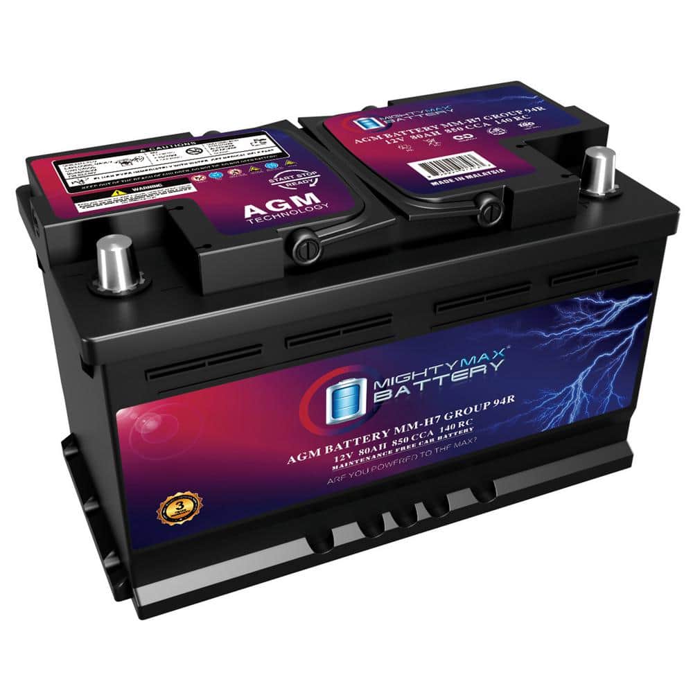 MIGHTY MAX BATTERY MM-H7 Group 94R 12V 80AH 140RC 850 CCA Replacement ...