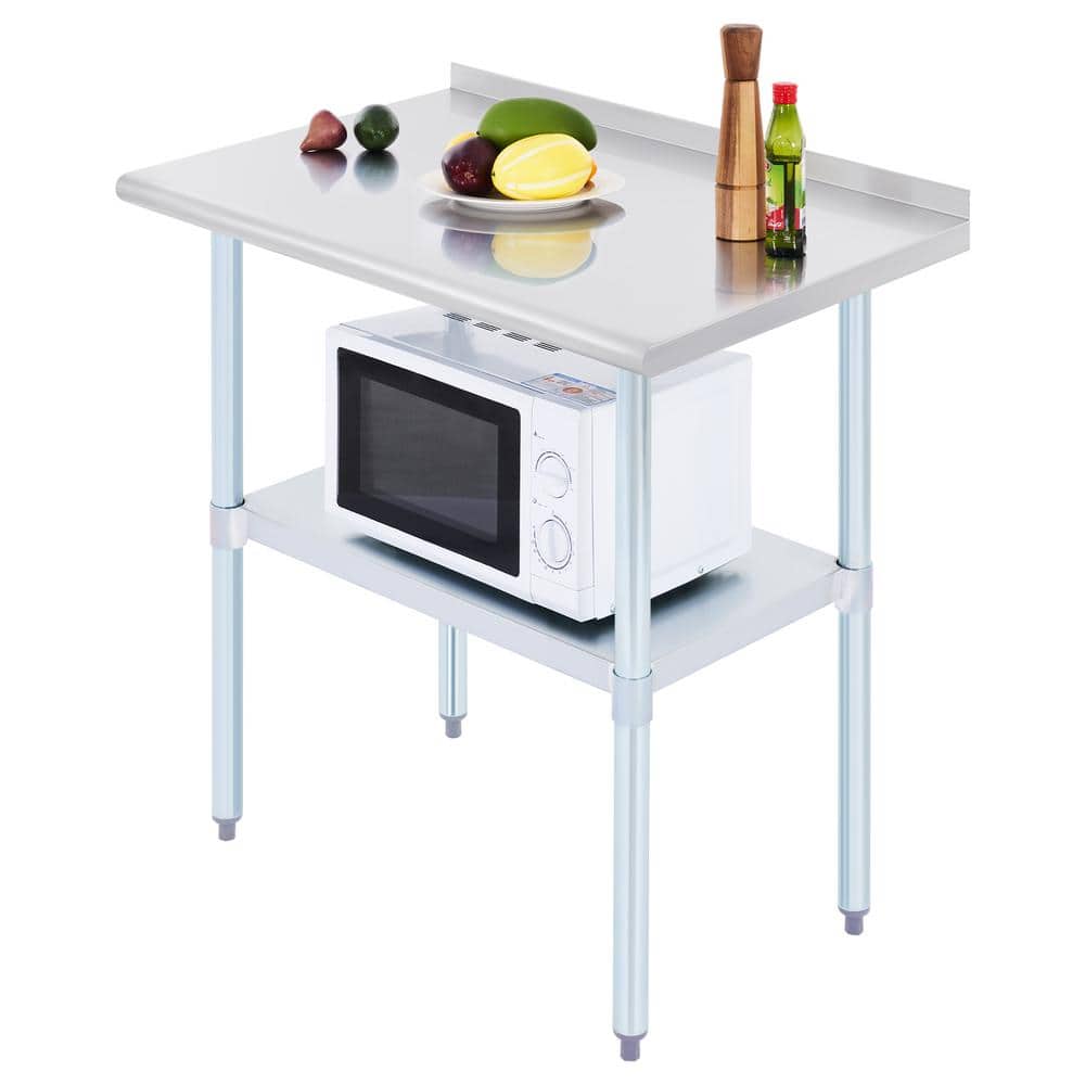 Merra Silver Metal Stainless Steel 48 in. x 24 in. Kitchen Prep Table ...