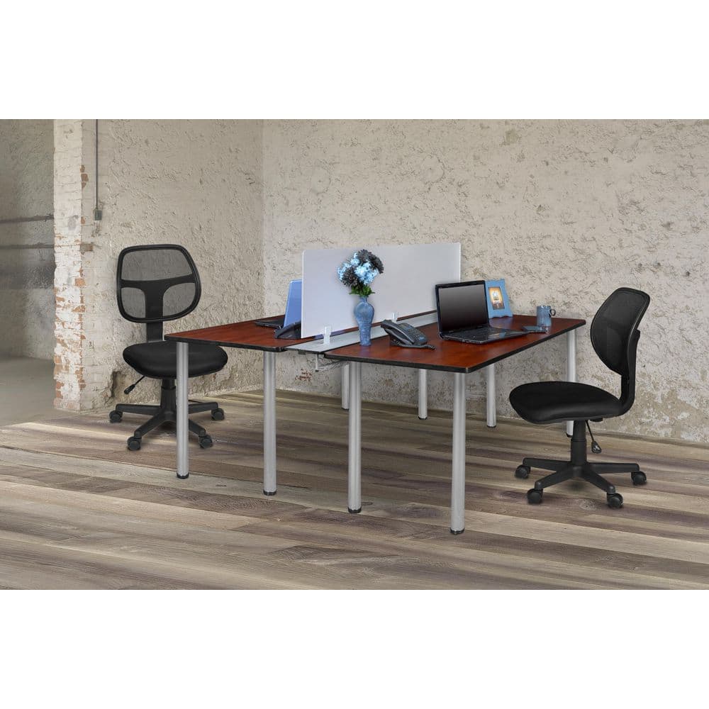 Regency Kee 66 in x 24 in. Cherry Red Top 2 Person Workstation Desk ...