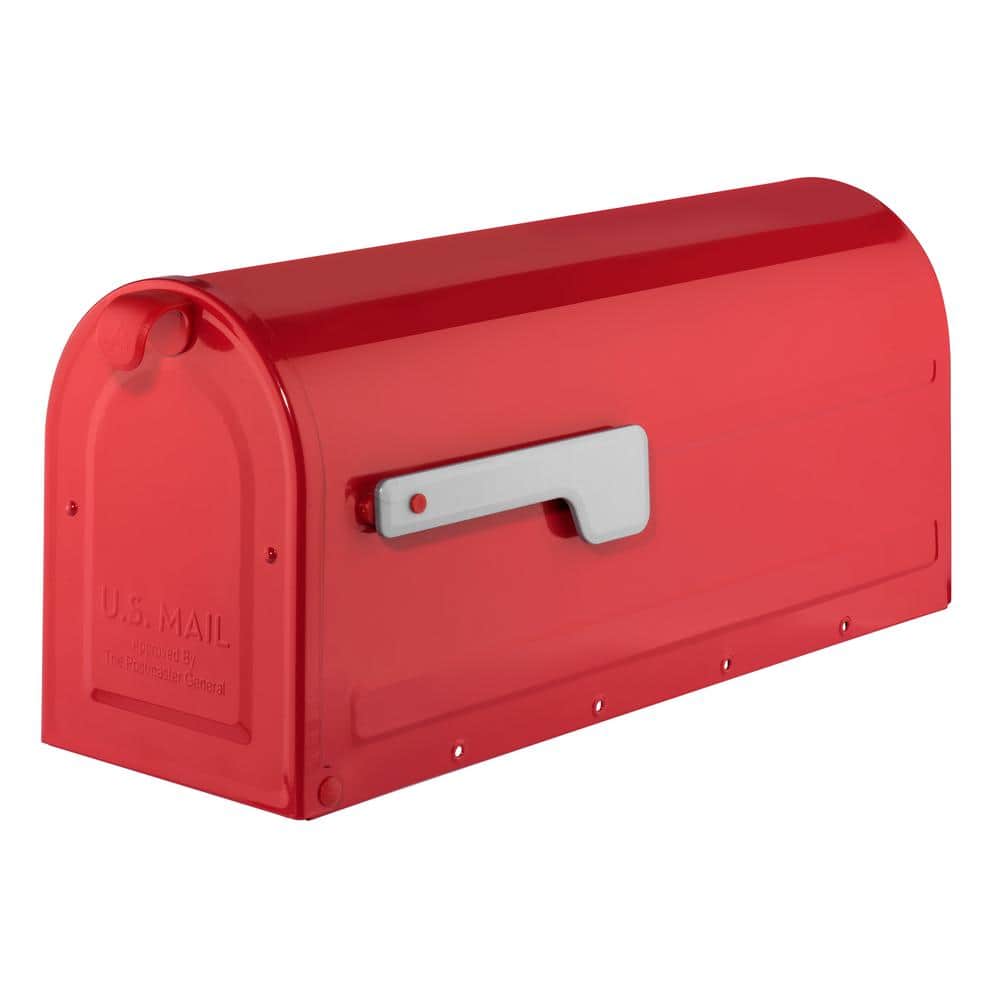 Architectural Mailboxes MB1 Red, Medium Steel, Post Mount Mailbox with ...