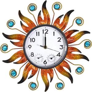 Phewnyzo 16 in. Bronze Outdoor Clock with Thermometer 28E164SA17 - The ...