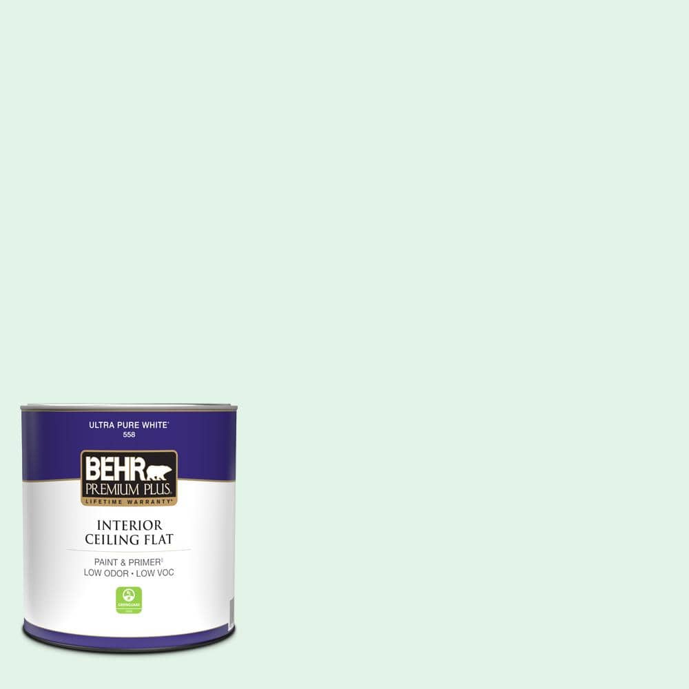 BEHR PREMIUM PLUS 1 qt. #480C-1 Light Mint Ceiling Flat Interior Paint ...