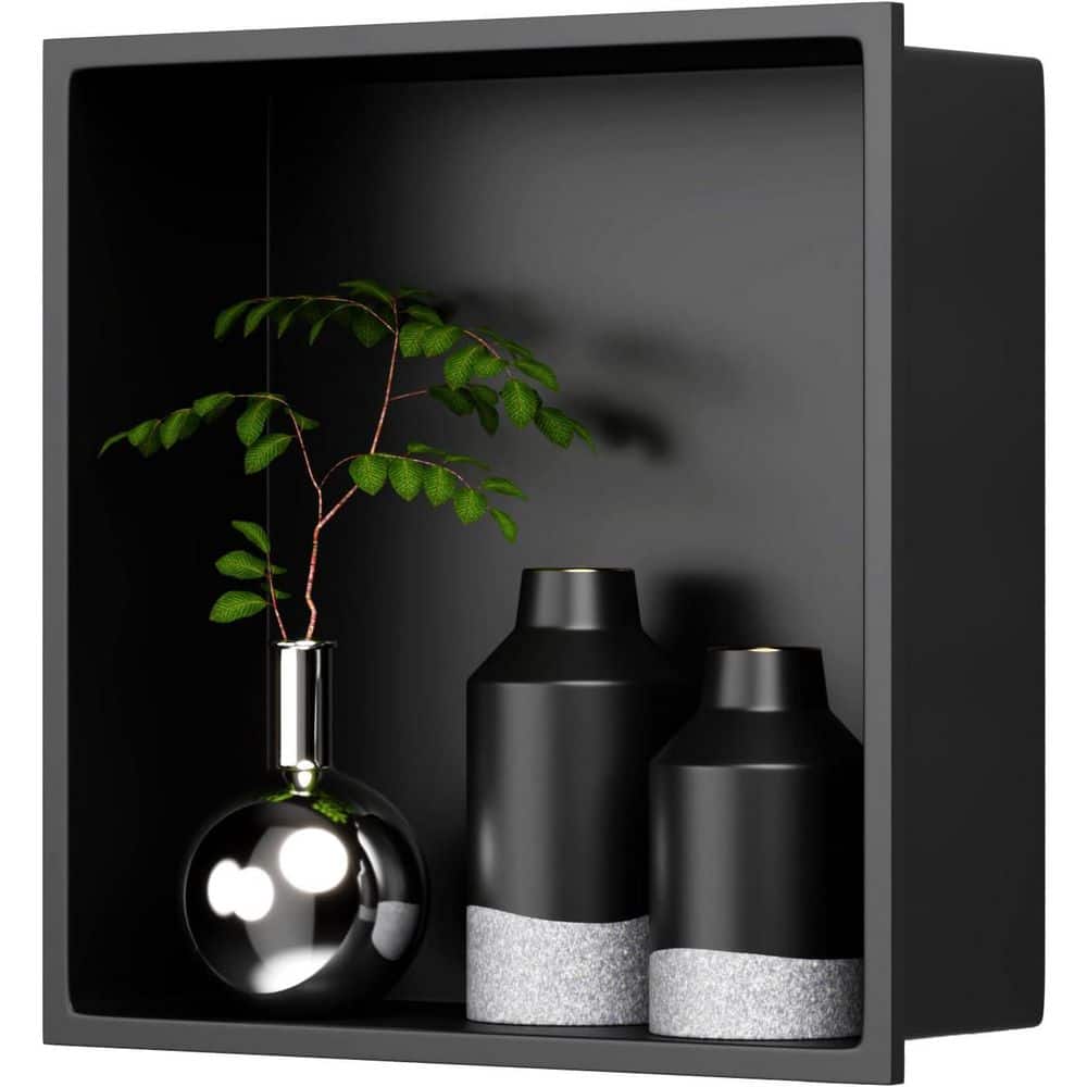 HOMEMYSTIQUE 12 in. W x 14 in. H x 4 in. D Stainless Steel Shower Niche ...