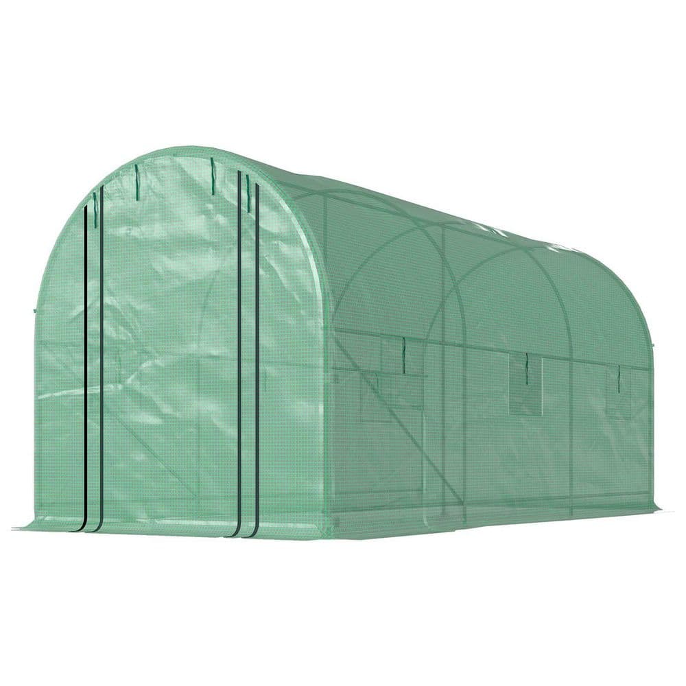 78.30 in. W x 175.6 in. D x 78.7 in. H Walk-in Tunnel Greenhouse With 2 ...