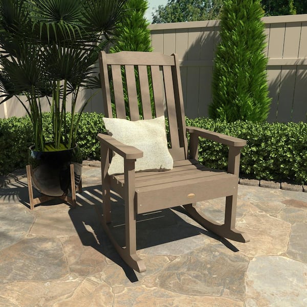 Highwood Lehigh Woodland Brown Recycled Plastic Outdoor Rocking Chair ...