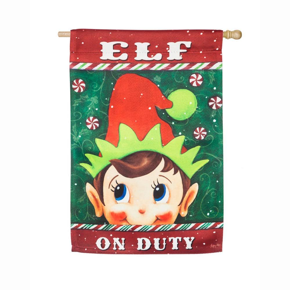 Evergreen 28 in. x 44 in. Elf on Duty House Suede Flag 13S8713 - The ...