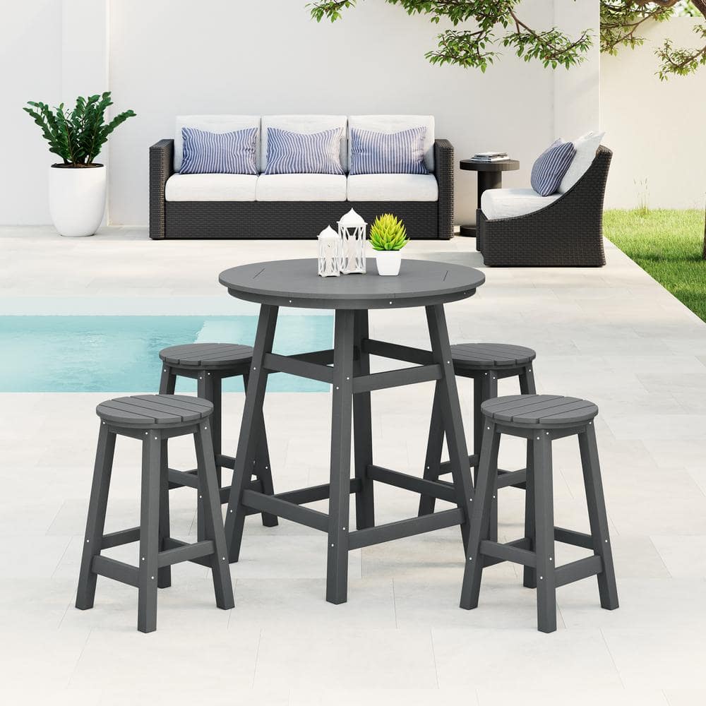 WESTIN OUTDOOR Laguna 5-Piece Counter Height HDPE Plastic Outdoor Patio ...